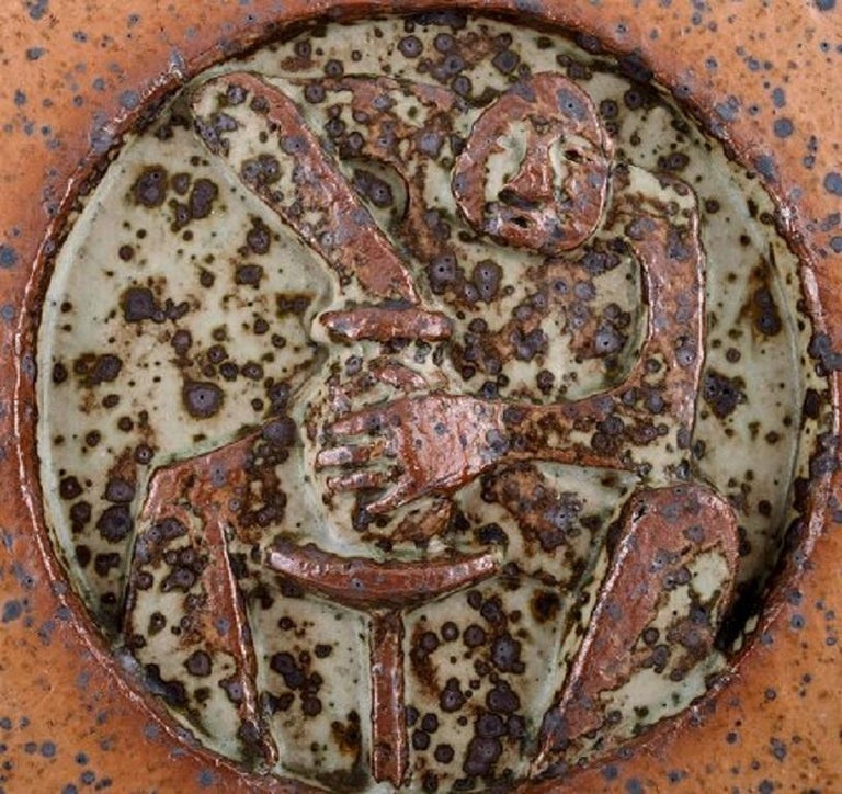 Rolf Palm Sweden, Wall Plaque in Glazed Stoneware For Sale at 1stDibs