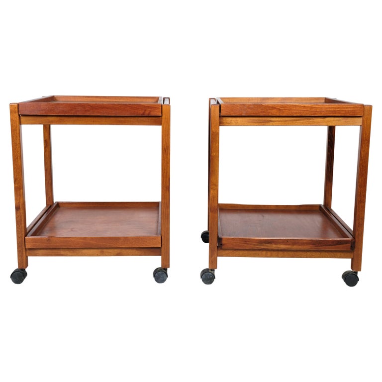 Roll Coffee Table, Serving Tray, Walnut Wood, 1960 For Sale at 1stDibs