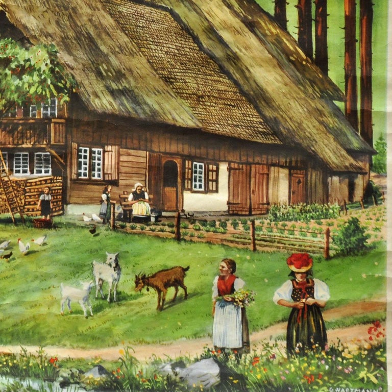 Rollable Vintage Wall Chart Black Forest Farmhouse Countrycore Deco ...