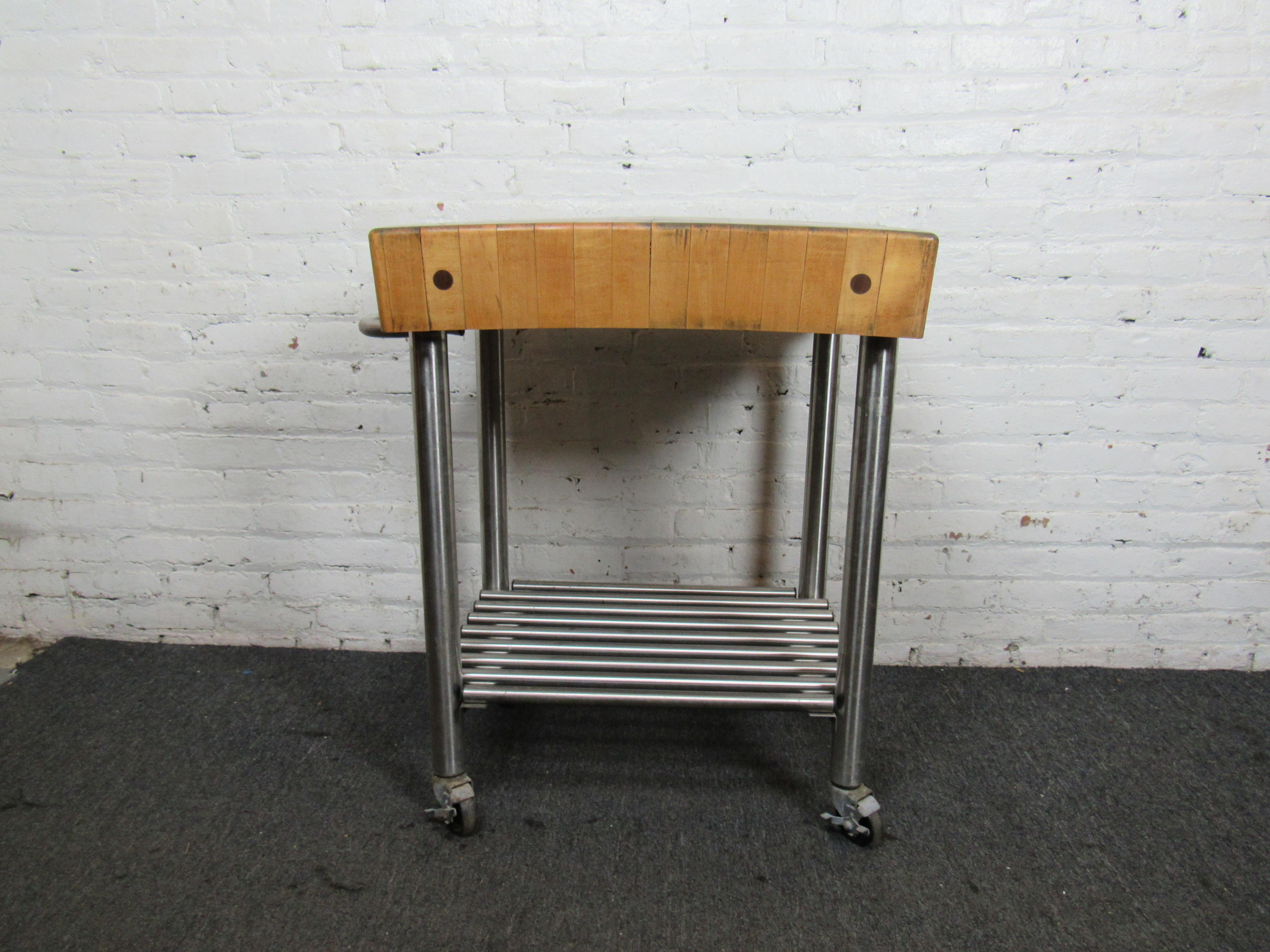 Rolling Butcher Block For Sale at 1stDibs | butcher block rolling table