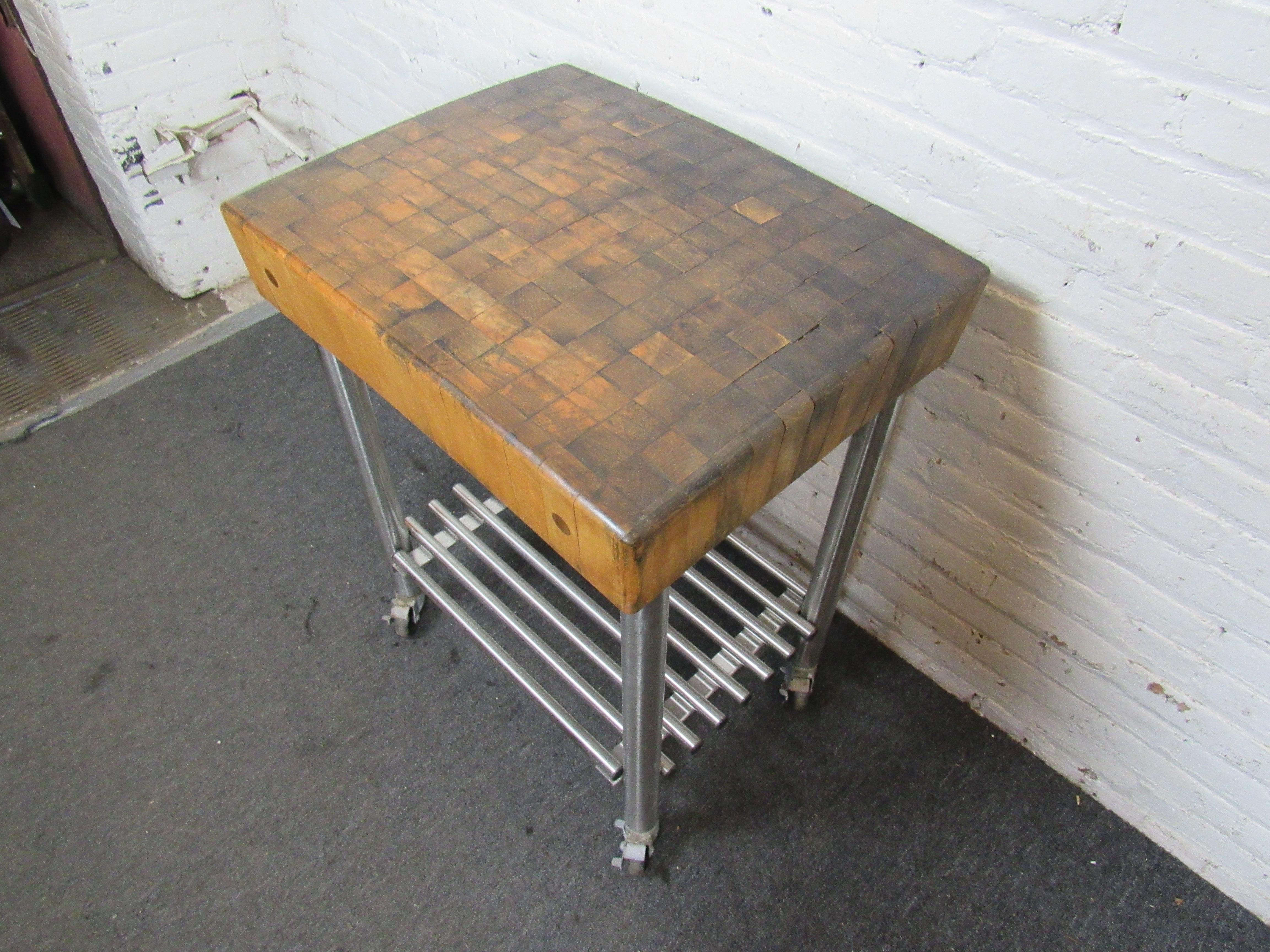 Rolling Butcher Block For Sale at 1stDibs | butcher block rolling table