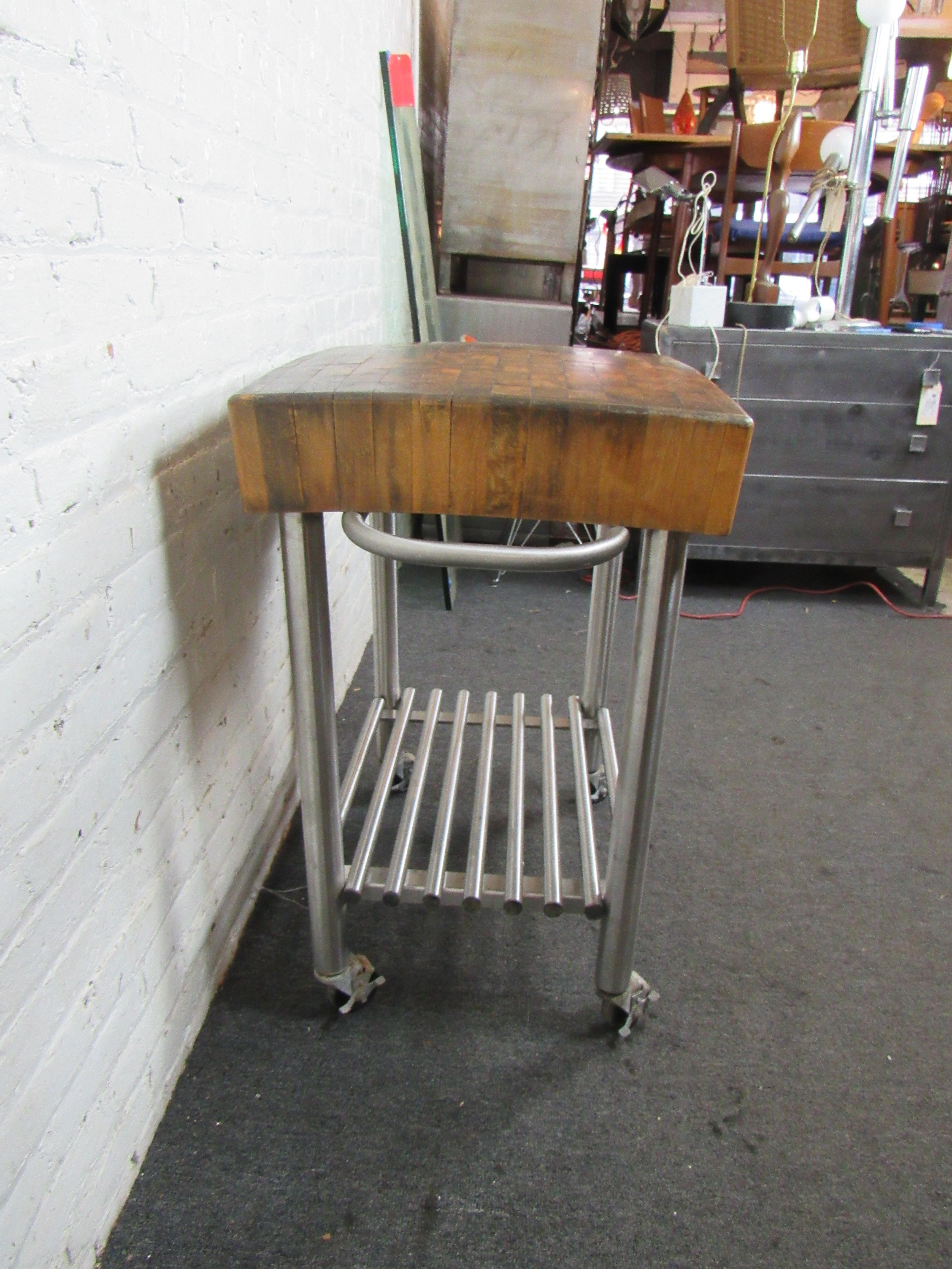 Rolling Butcher Block For Sale at 1stDibs | butcher block rolling table