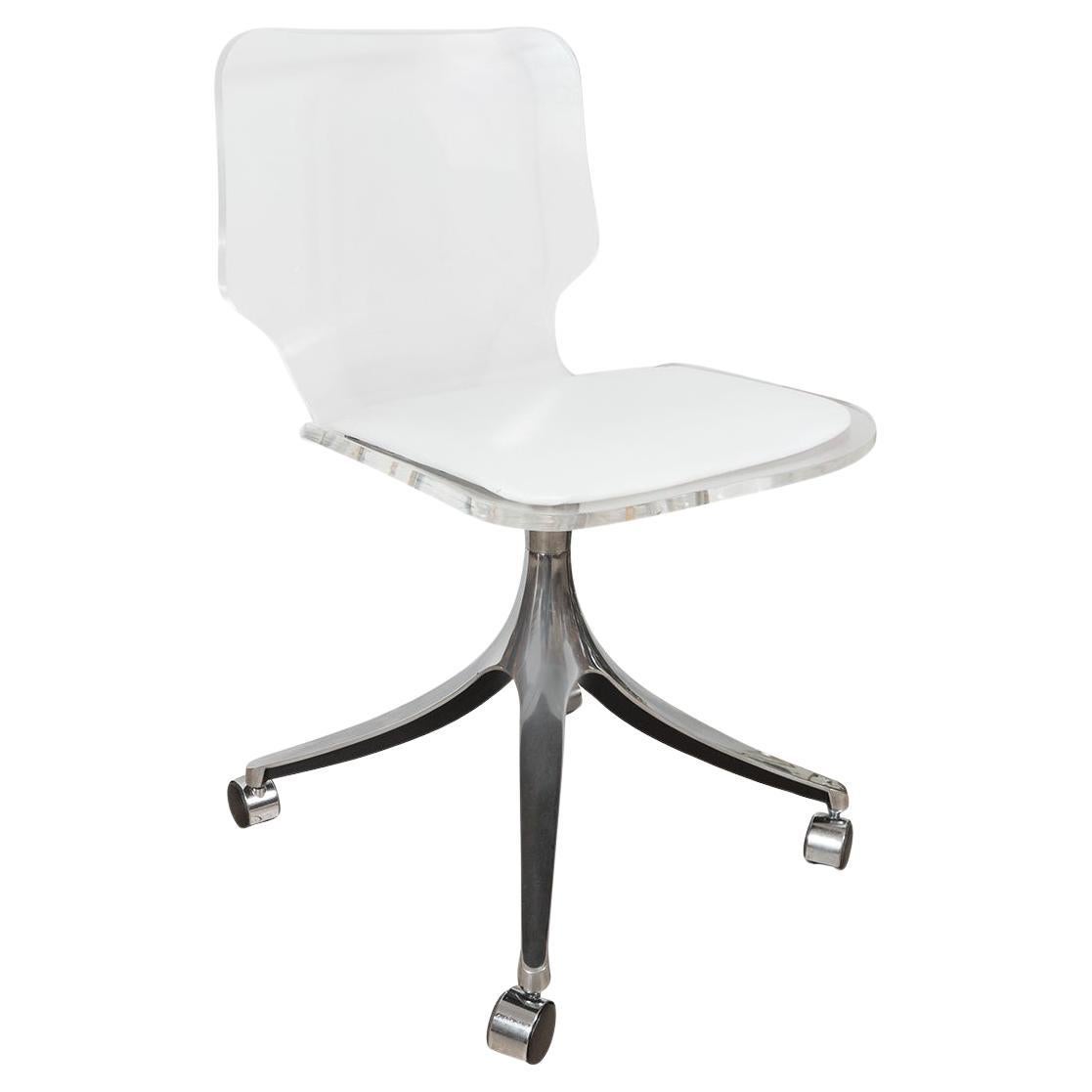 Rolling lucite chair with upholstered seat For Sale at 1stDibs