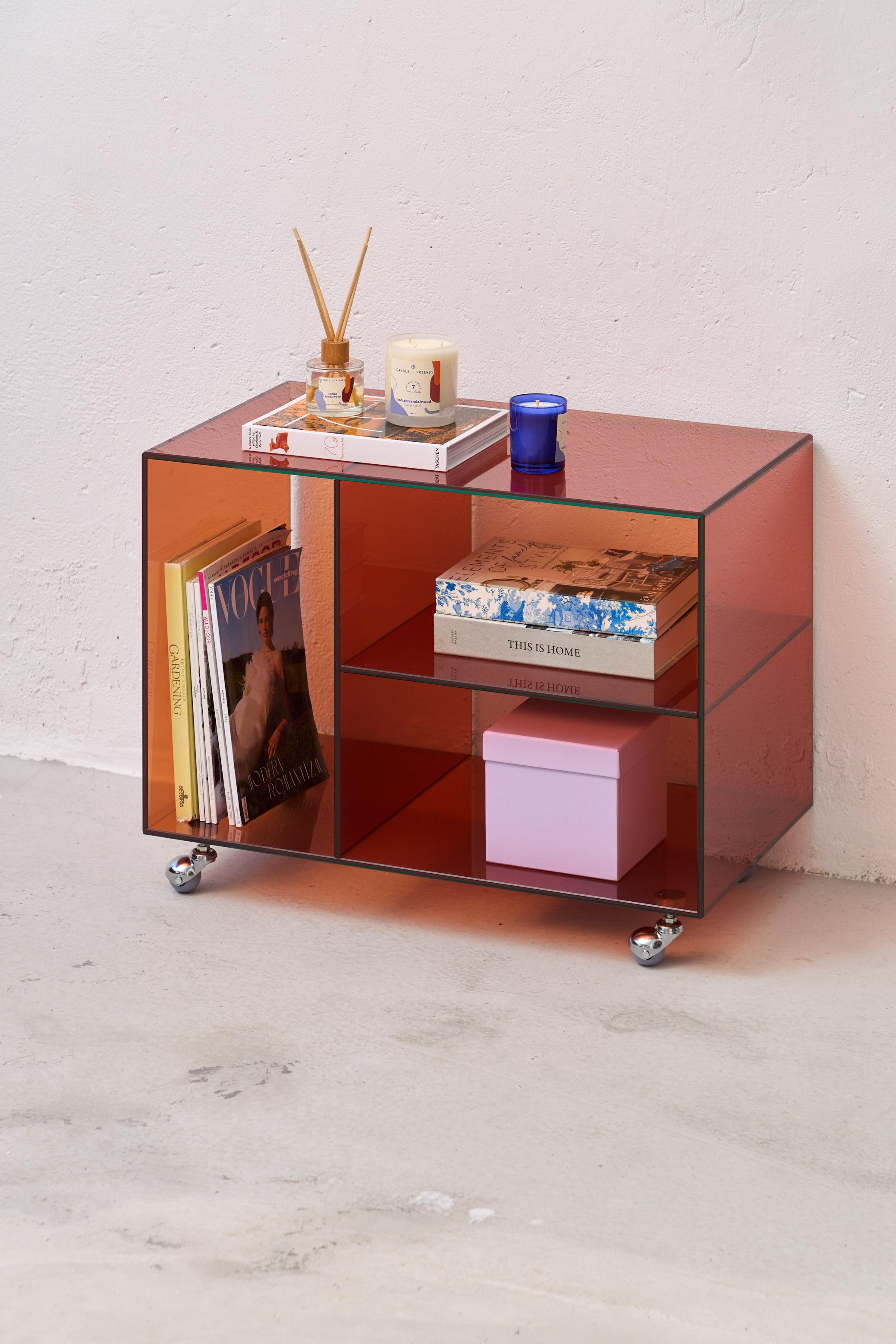 Roly Midi Orange Glass Trolley Shelf For Sale at 1stDibs