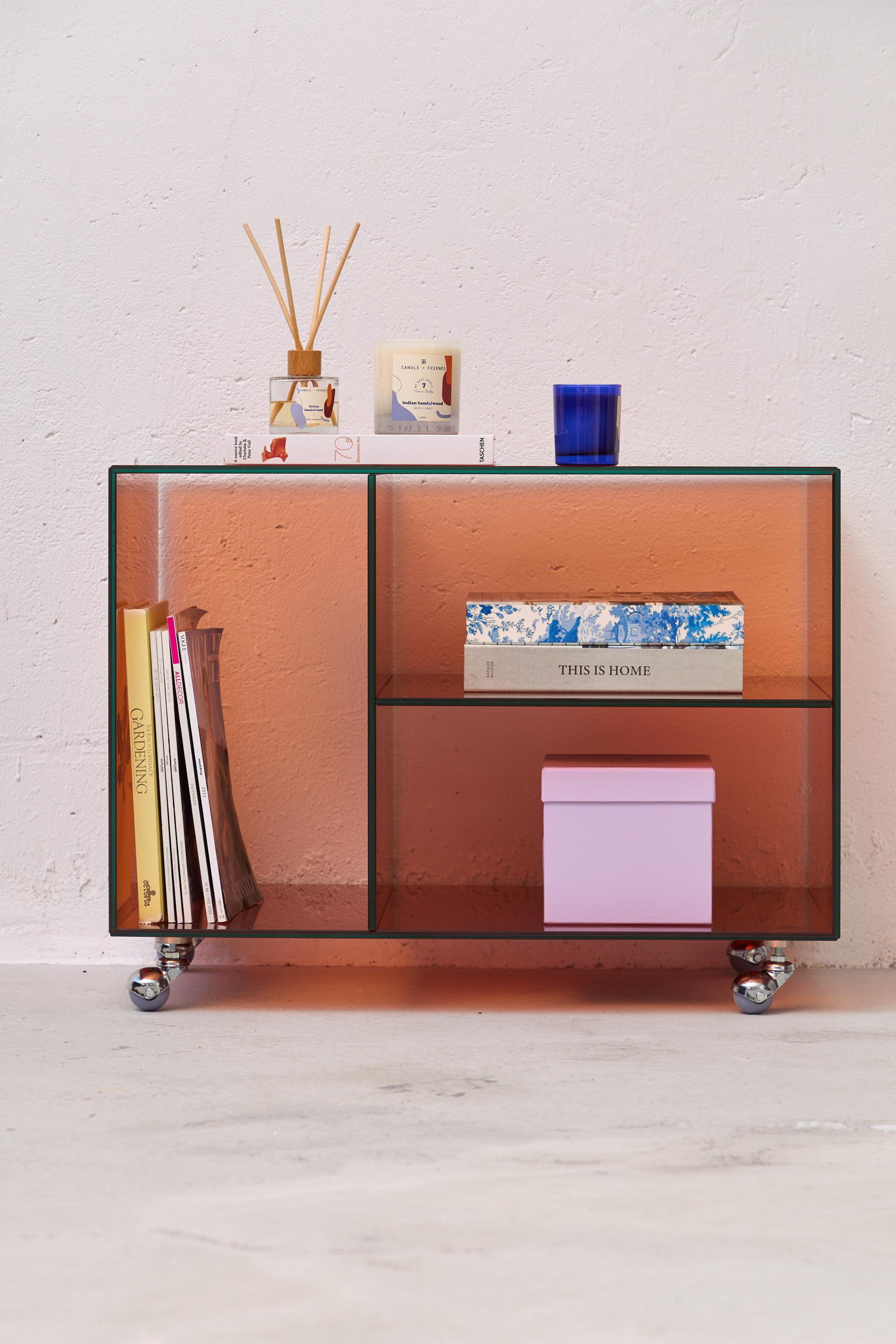 Roly Midi Orange Glass Trolley Shelf For Sale at 1stDibs
