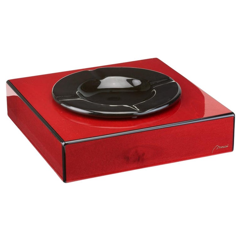 Roma Ashtray Red Veined For Sale at 1stDibs