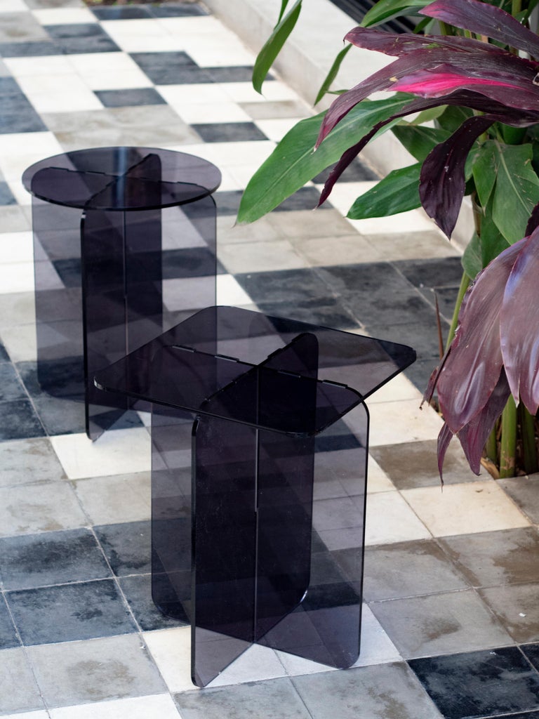 ROMA Contemporary Side Table in Colored Acrylic by Ries For Sale at 1stDibs