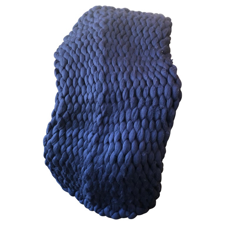 "Roma" Navy Loop Wool Throw by Le Lampade For Sale at 1stDibs