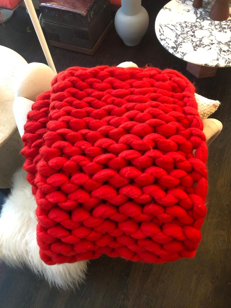 "Roma" Red Loop Wool Throw by Le Lampade For Sale at 1stDibs