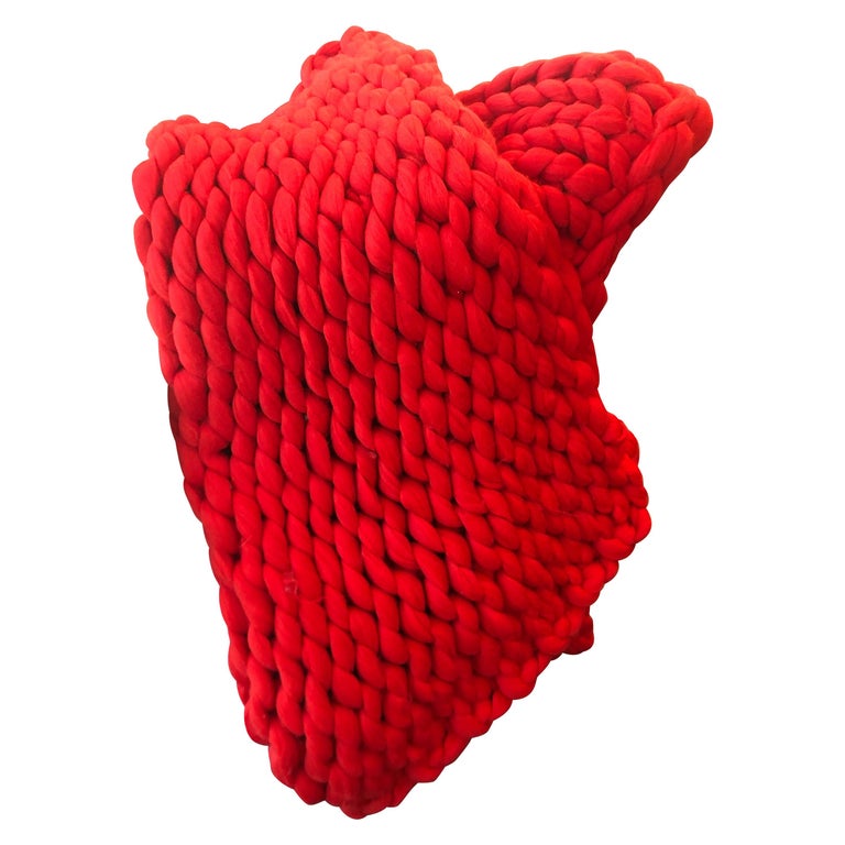 "Roma" Red Loop Wool Throw by Le Lampade For Sale at 1stDibs