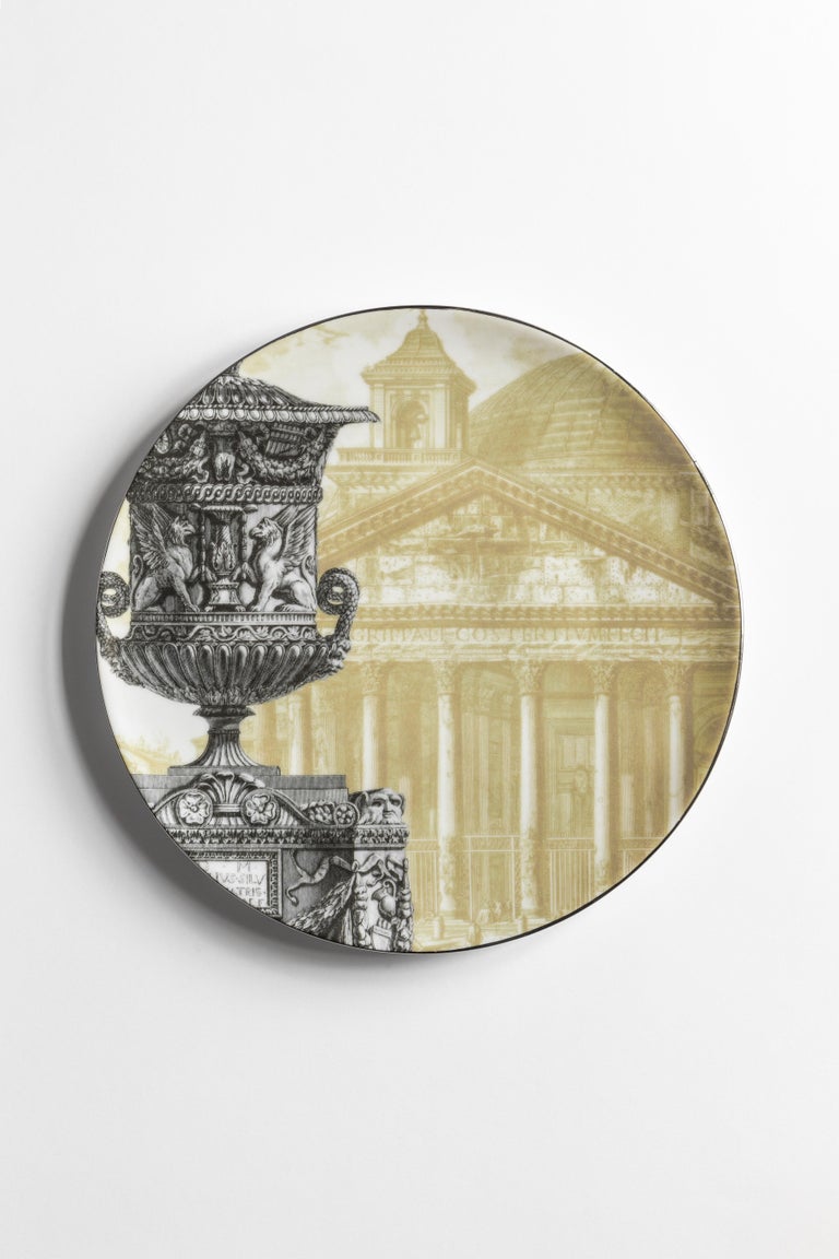 Roma, Six Contemporary Porcelain Dinner Plates with Decorative Design ...