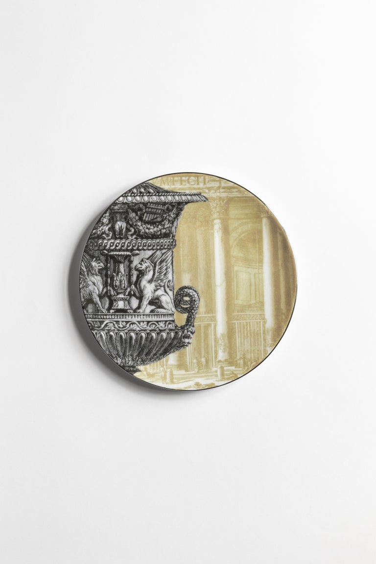 Roma, Six Contemporary Porcelain Dessert Plates with Decorative Design ...
