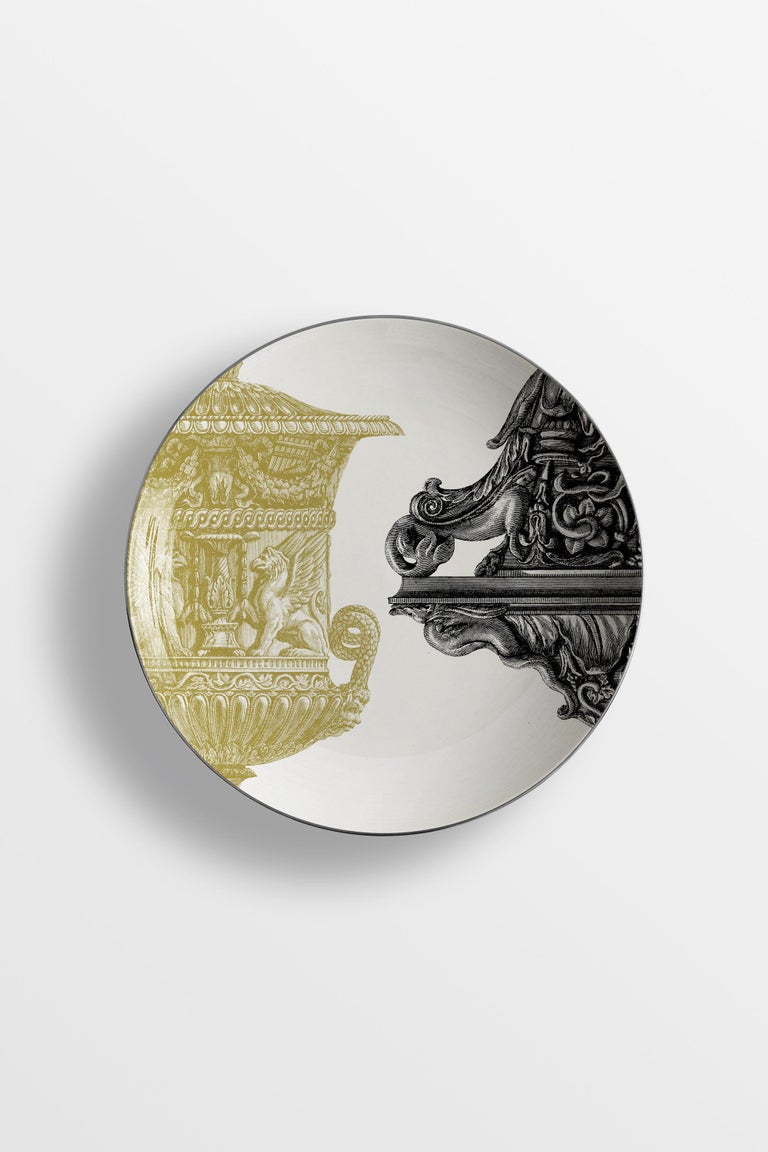 Roma, Six Contemporary Porcelain soup plates with Decorative Design For ...