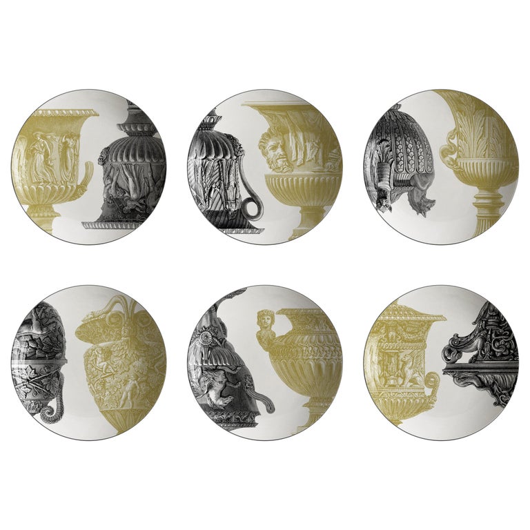 Roma, Six Contemporary Porcelain soup plates with Decorative Design For ...