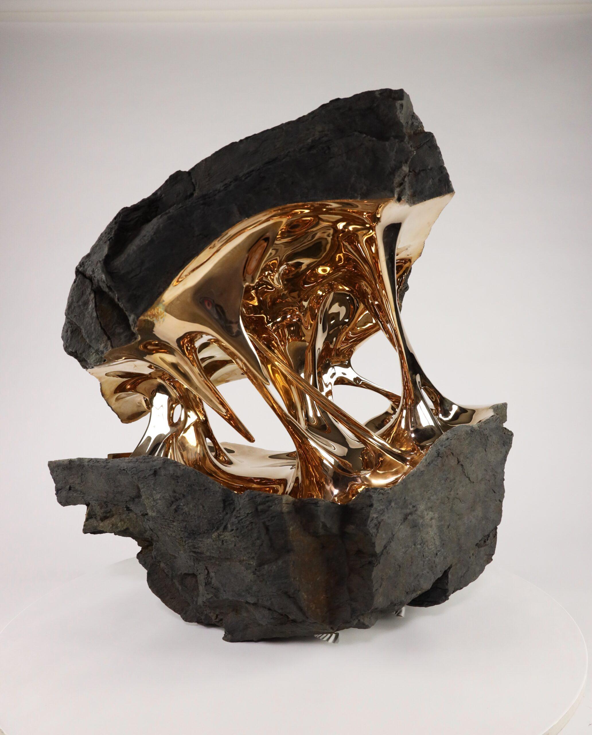 Romain Langlois - Gaïa by Romain Langlois - Rock-like bronze sculpture ...