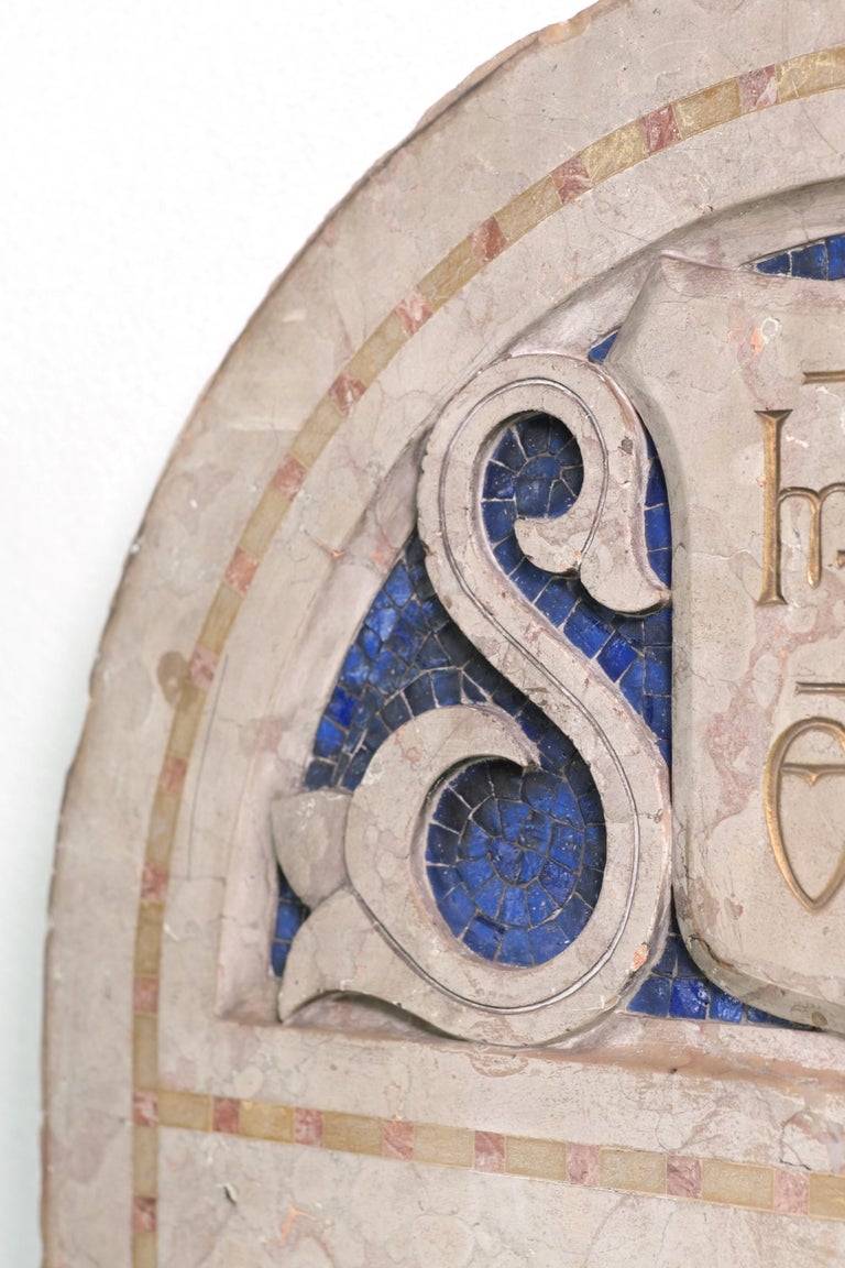 Roman Arch Painted + Inlaid Marble Altar Display Piece For Sale at 1stDibs