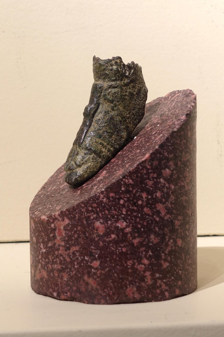 Roman bronze sandaled foot on Egyptian imperial red porphyry base For ...
