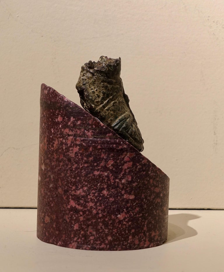 Roman bronze sandaled foot on Egyptian imperial red porphyry base For ...