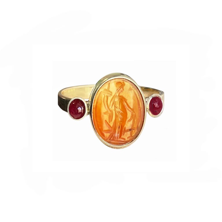 Roman Carnelian Intaglio Depicting Fortuna with Rudder and Cornucopia ...