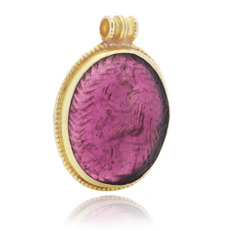 Roman Carved Amethyst Oval Pendant with a Sitting Greek Philosopher For ...