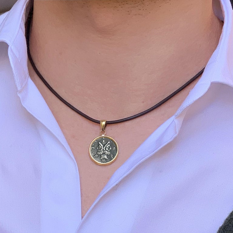 Roman Coin 2nd Century B.C.Depicting Two-Faced Janus 18 Kt Gold Pendant ...