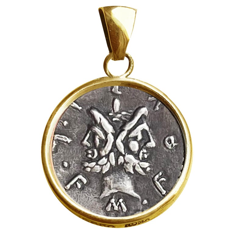 Roman Coin 2nd Century B.C.Depicting Two-Faced Janus 18 Kt Gold Pendant ...