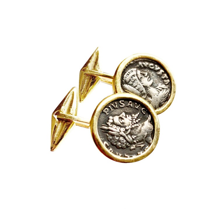 Roman Coins 4th Cent. AD 18kt Gold Cufflinks Depicting Emperor and ...