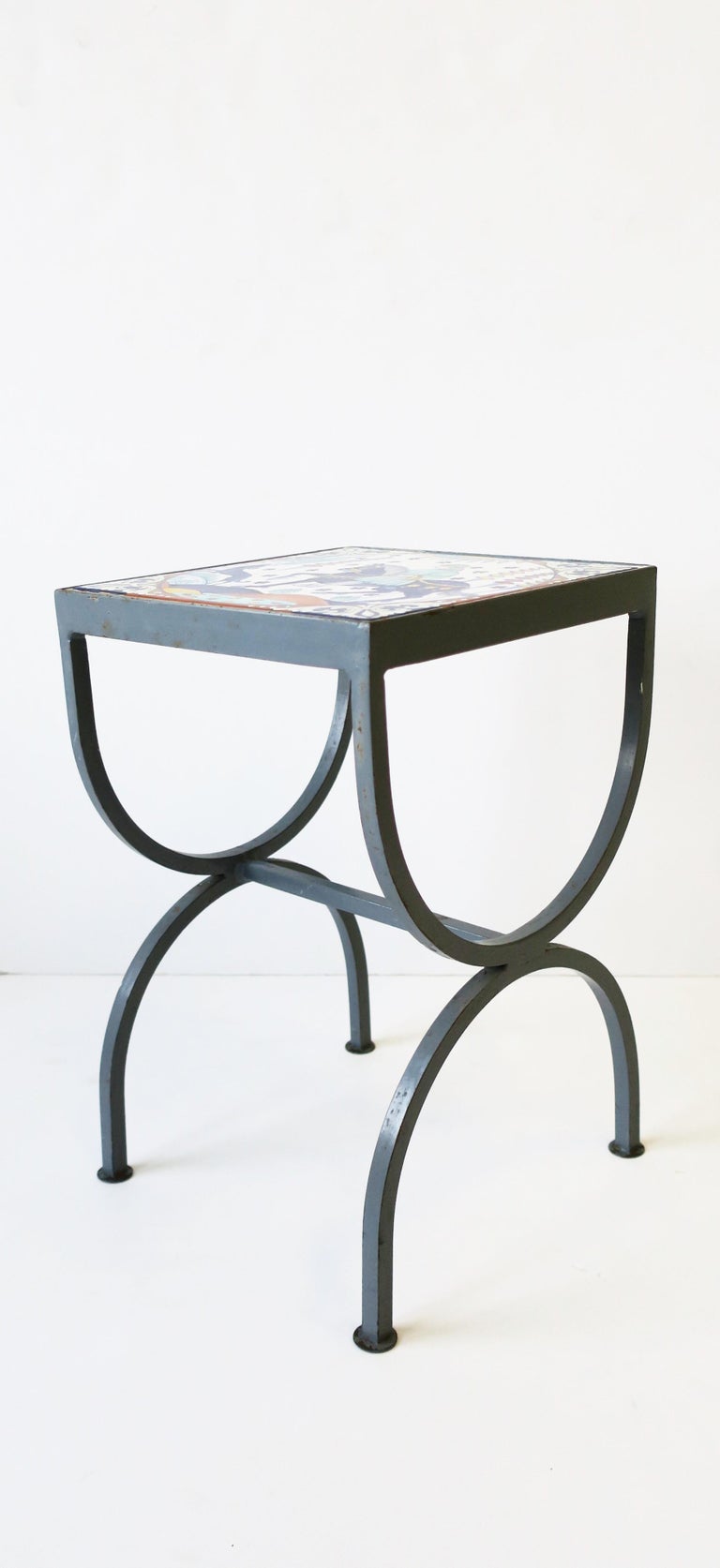 Tile Top Grey Metal Side or Drinks Table Indoors or Patio in the style ...