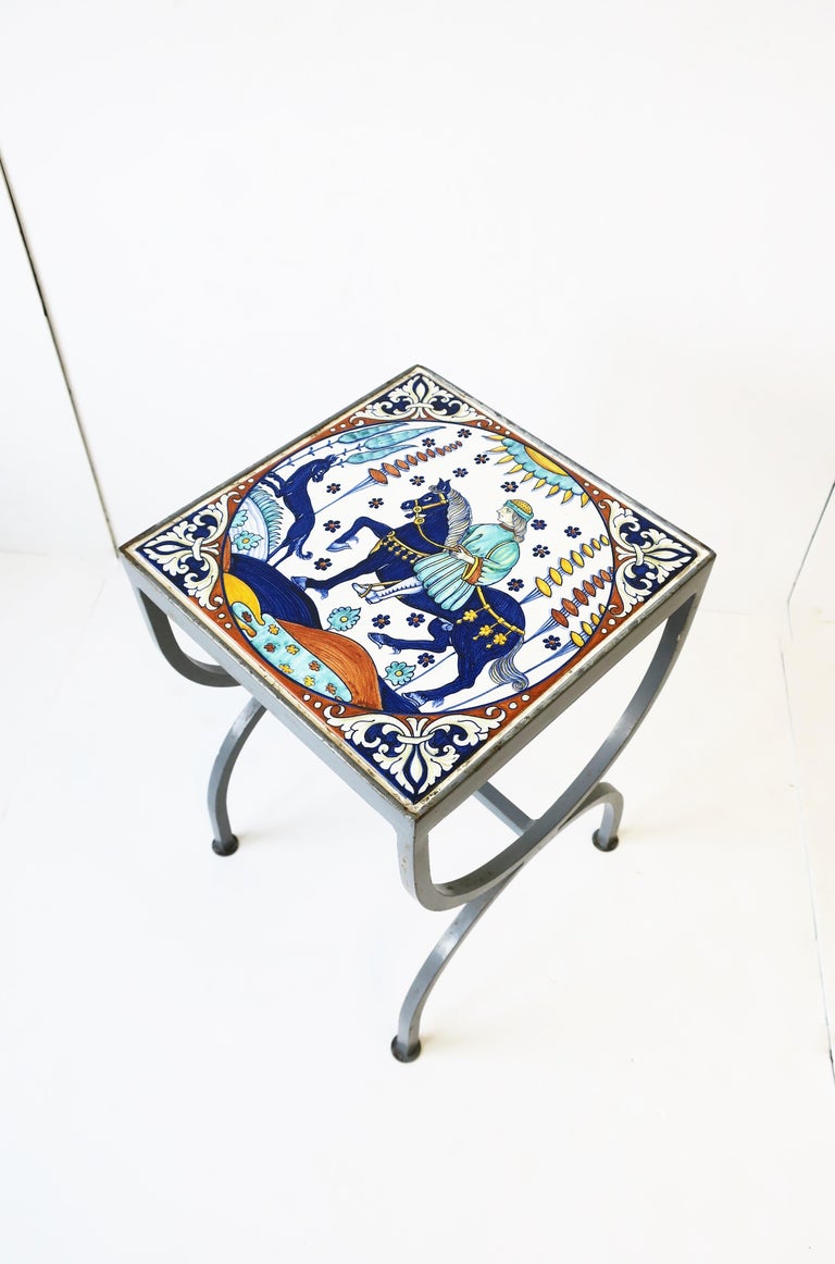 Tile Top Grey Metal Side or Drinks Table Indoors or Patio in the style ...