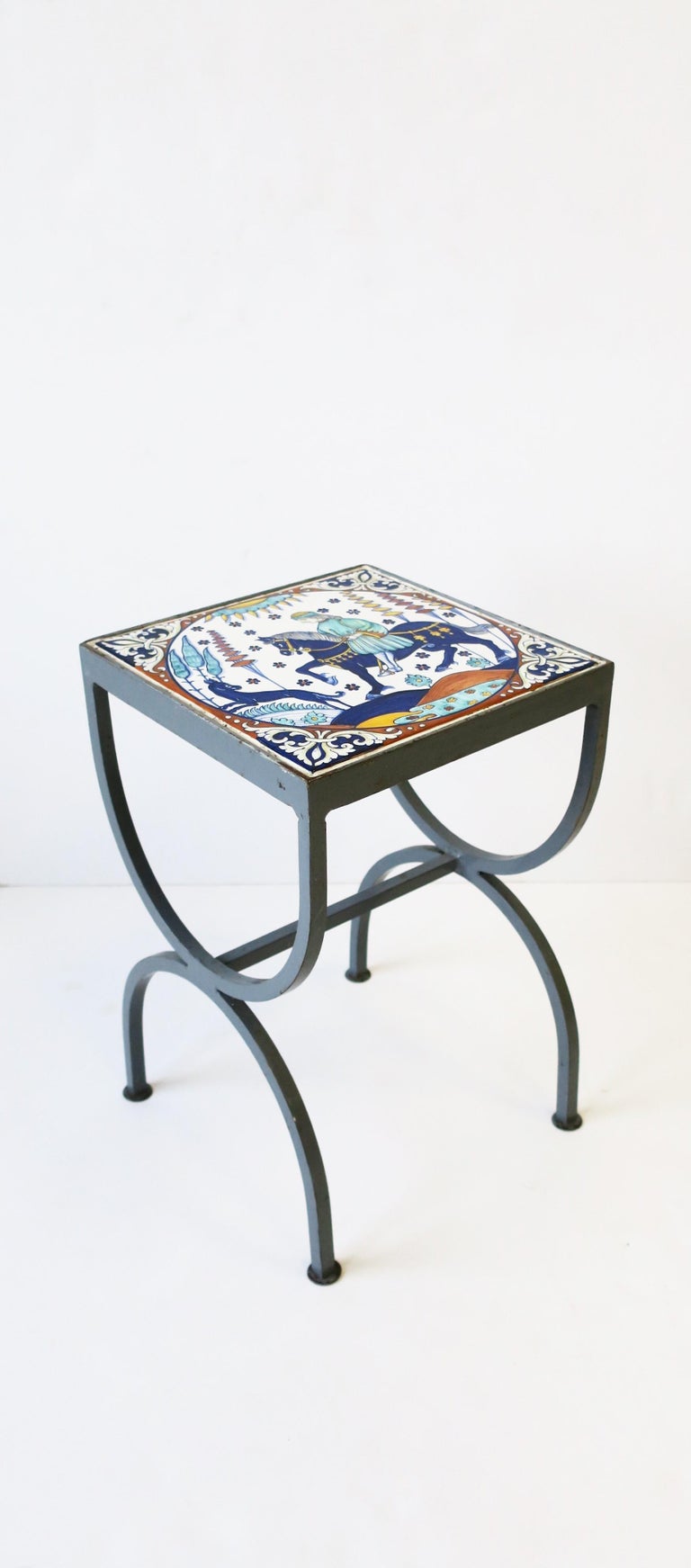 Tile Top Grey Metal Side or Drinks Table Indoors or Patio in the style ...