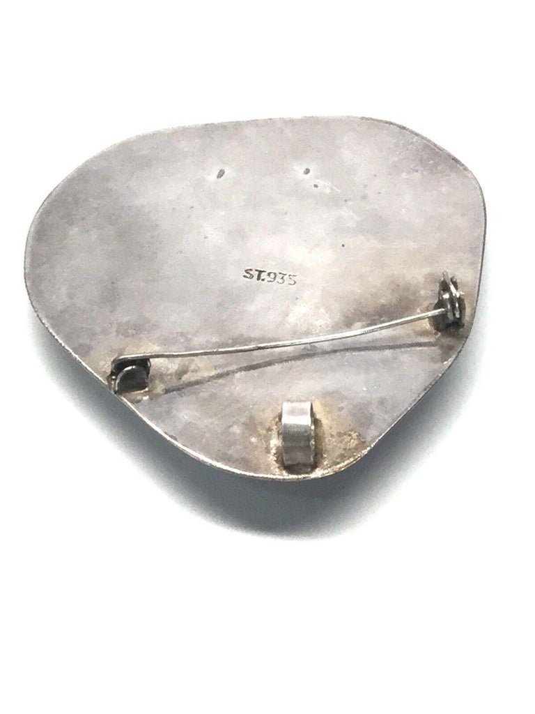 Roman Glass Sterling Silver Brooch / Pendant at 1stDibs