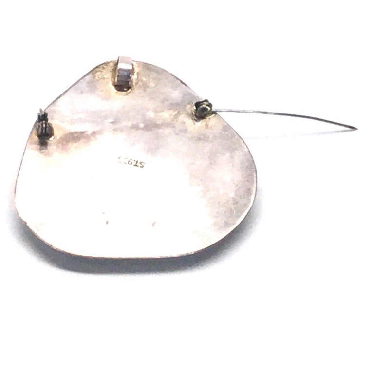 Roman Glass Sterling Silver Brooch / Pendant at 1stDibs