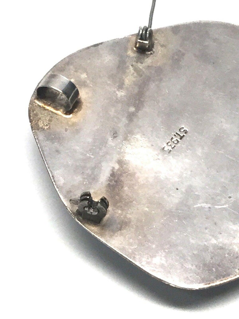 Roman Glass Sterling Silver Brooch / Pendant at 1stDibs