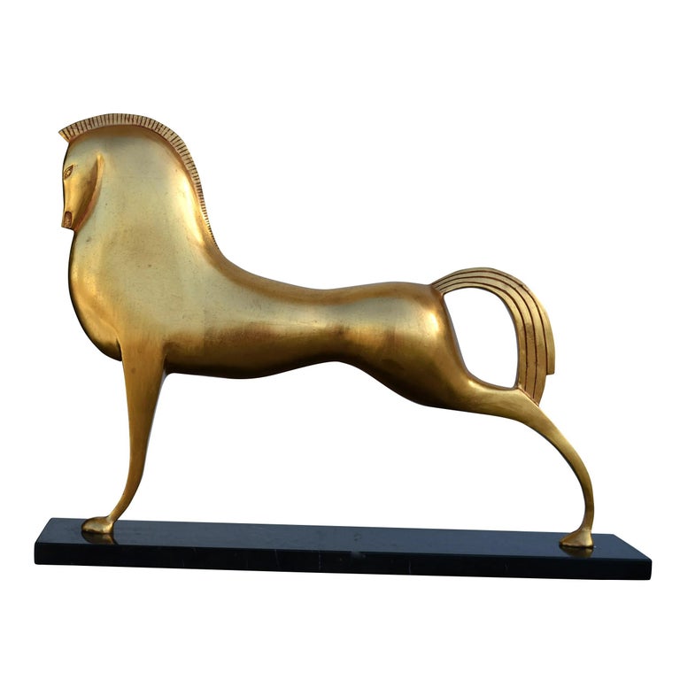 Roman Horse on Black Marble Base For Sale at 1stDibs