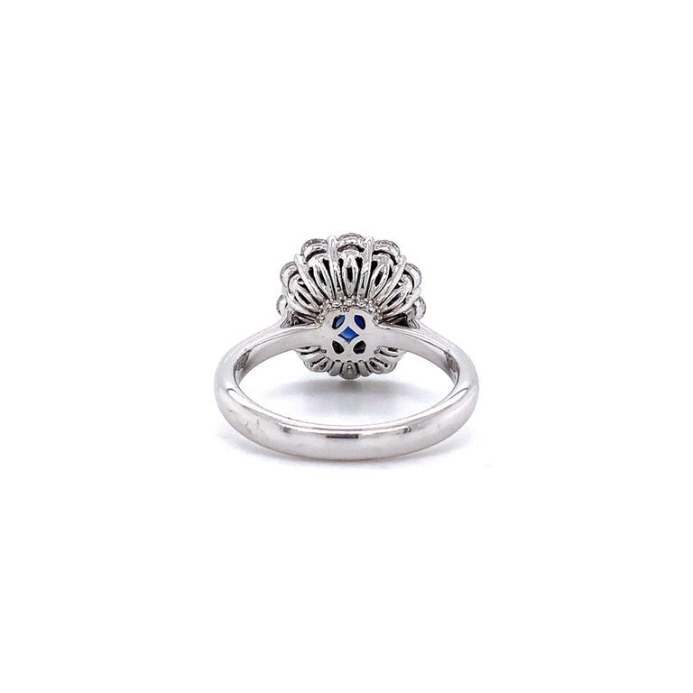 Roman + Jules Classic 3.32ct Gem Quality Blue Sapphire and Diamond Halo ...