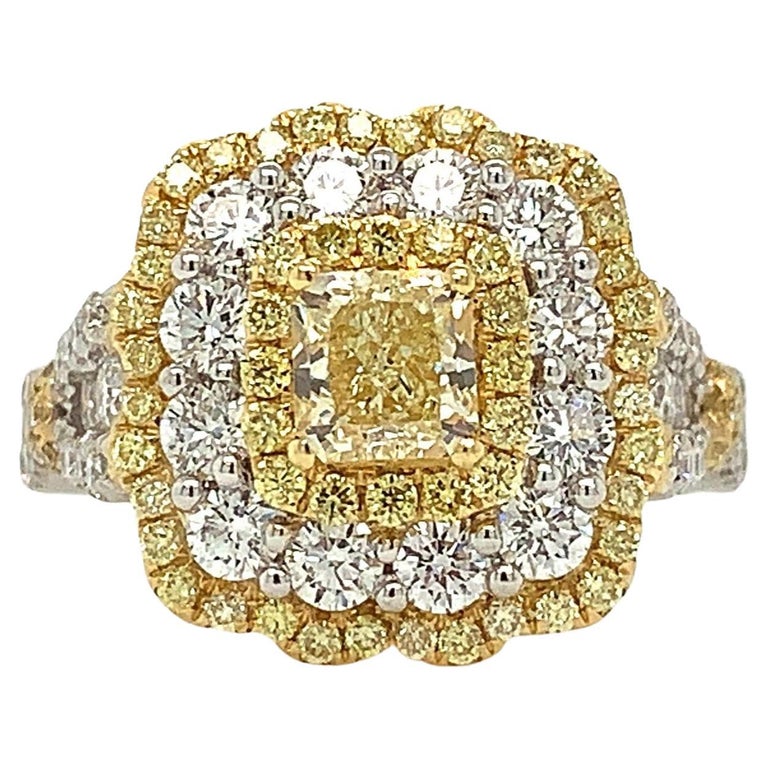Roman + Jules Fancy Intense Yellow and White Fine Quality Diamond Ring ...