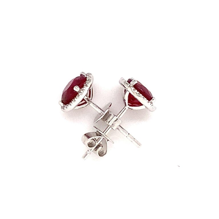 Roman + Jules Fine Quality Ruby and Diamond Halo Earrings in 18 Karat ...