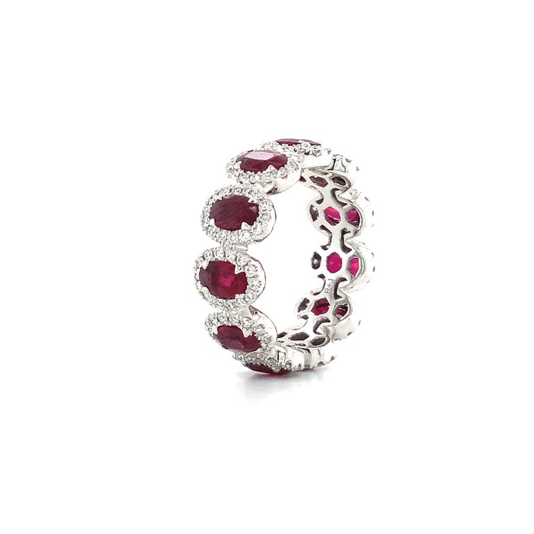 Roman + Jules Gem Quality Oval Ruby and Diamond Eternity Ring Set in ...