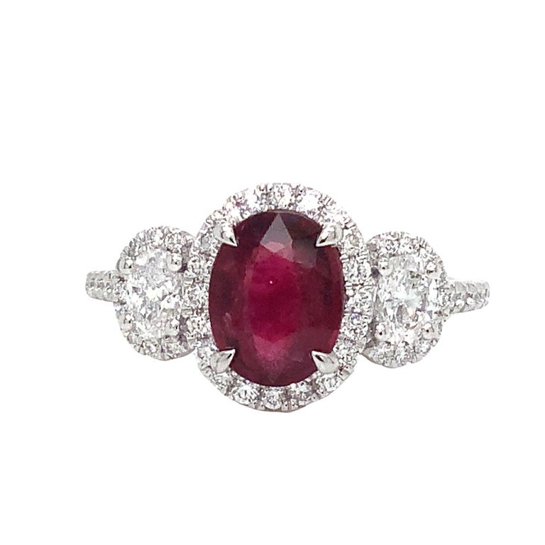 Roman + Jules Gia Certified 3 Stone Ruby and Diamond Ring Set in 950 ...
