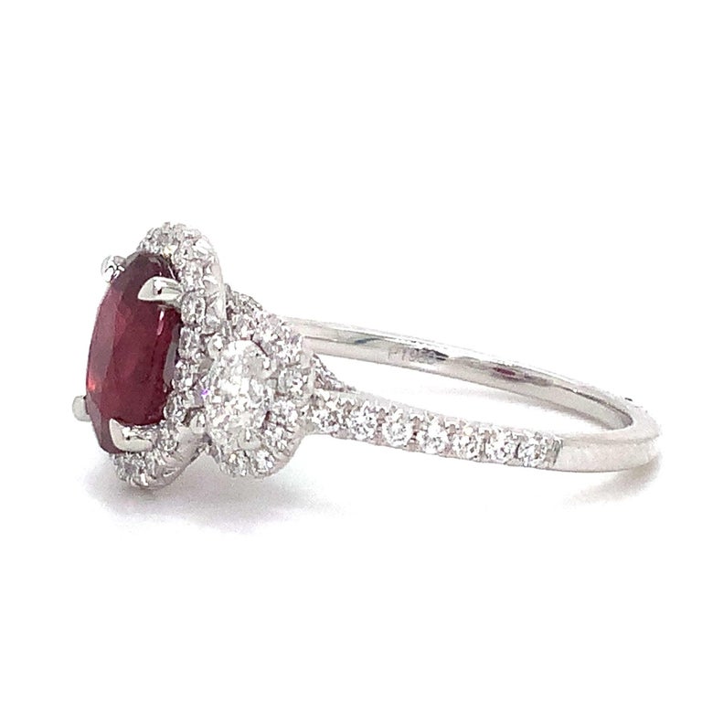 Roman + Jules Gia Certified 3 Stone Ruby and Diamond Ring Set in 950 ...