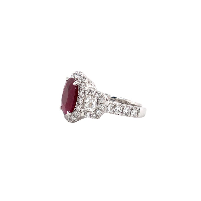 Roman + Jules GIA Certified Oval Burmese Ruby and Diamond Ring Set in ...