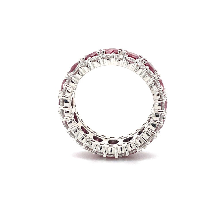 Roman + Jules Oval Shape Ruby and Diamond 3 Row Eternity Band Set in ...