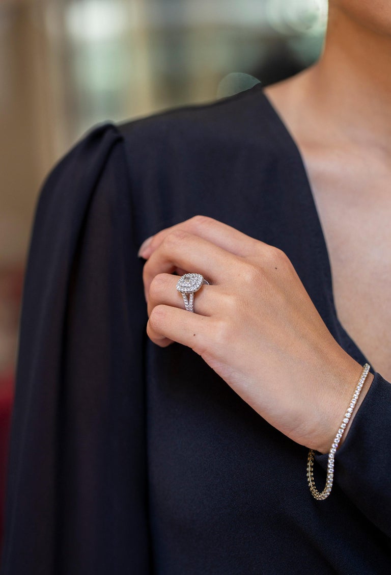 Roman Malakov 1.55 Carat Cushion Cut Diamond Double Halo Engagement ...