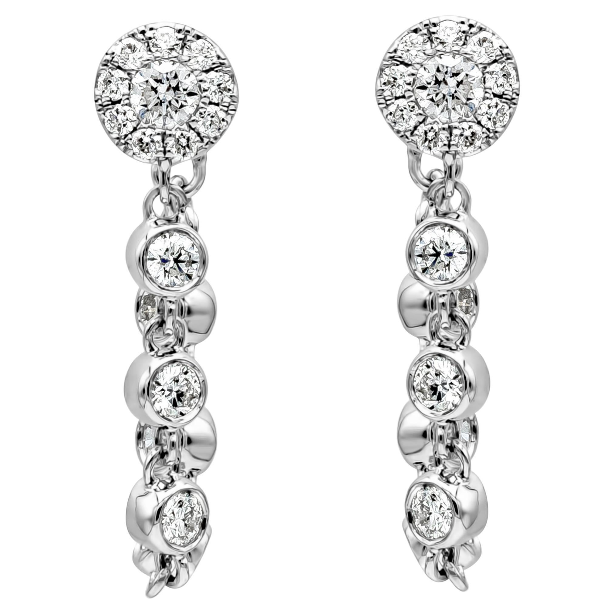 Roman Malakov 3.76 Carats Total Round Diamond Open-Work Dangle Earrings ...