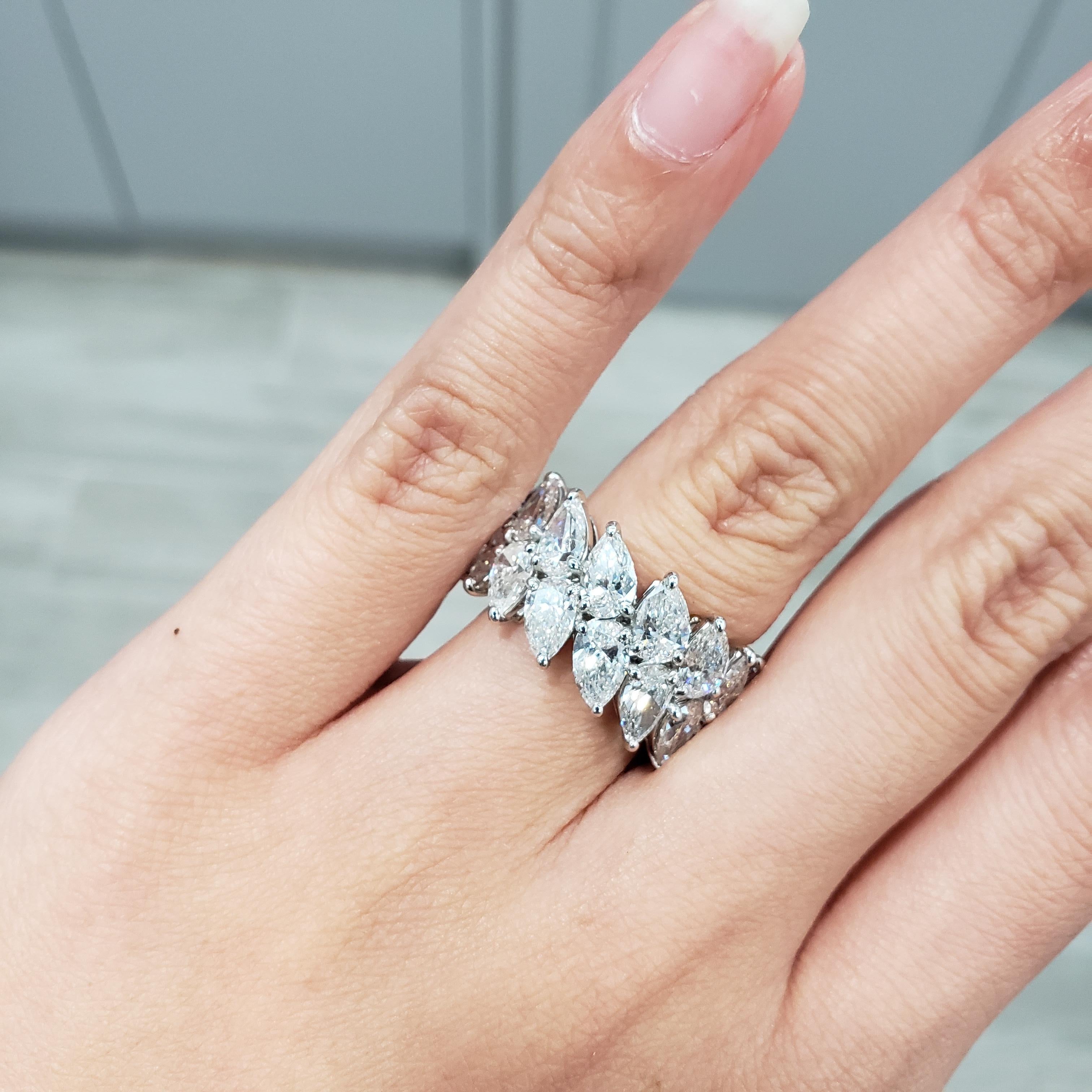 11.51 Carats Total Pear Shape Diamond Double-Row Eternity Wedding Band ...