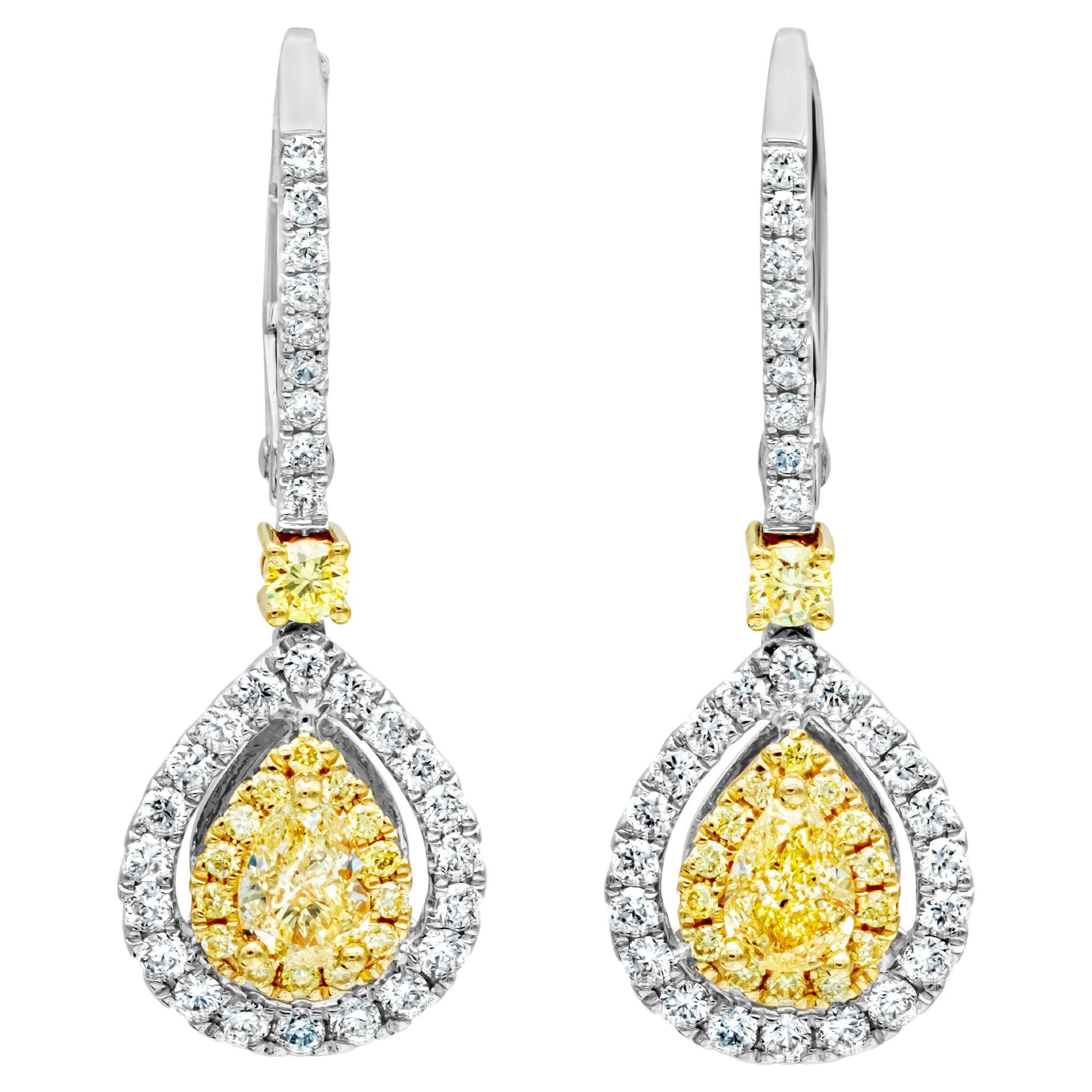 Roman Malakov 1.22 Carats Total Mixed Cut Diamond Illusion Halo Dangle ...