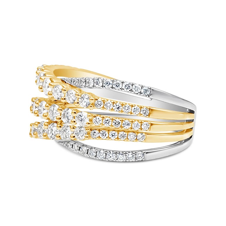 Roman Malakov 1.32 Carat Total Round Cut Five Rows Intertwined Fashion ...