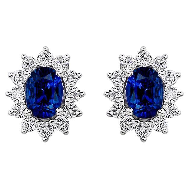 Roman Malakov 1.53 Carats Total Oval Cut Blue Sapphire and Diamonds ...