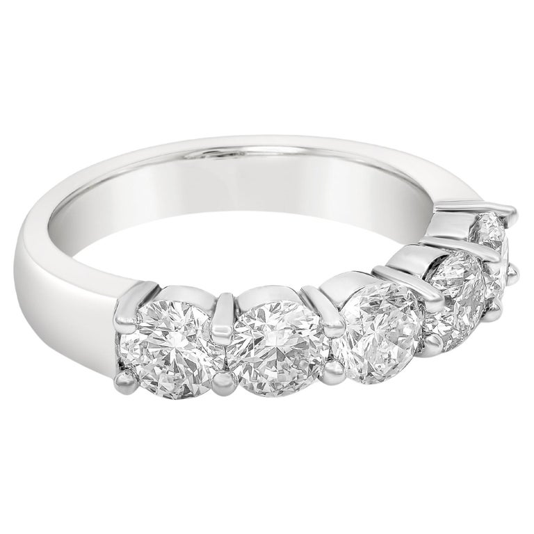 Roman Malakov 1.56 Carat Total Round Diamond Five Stone Wedding Band ...
