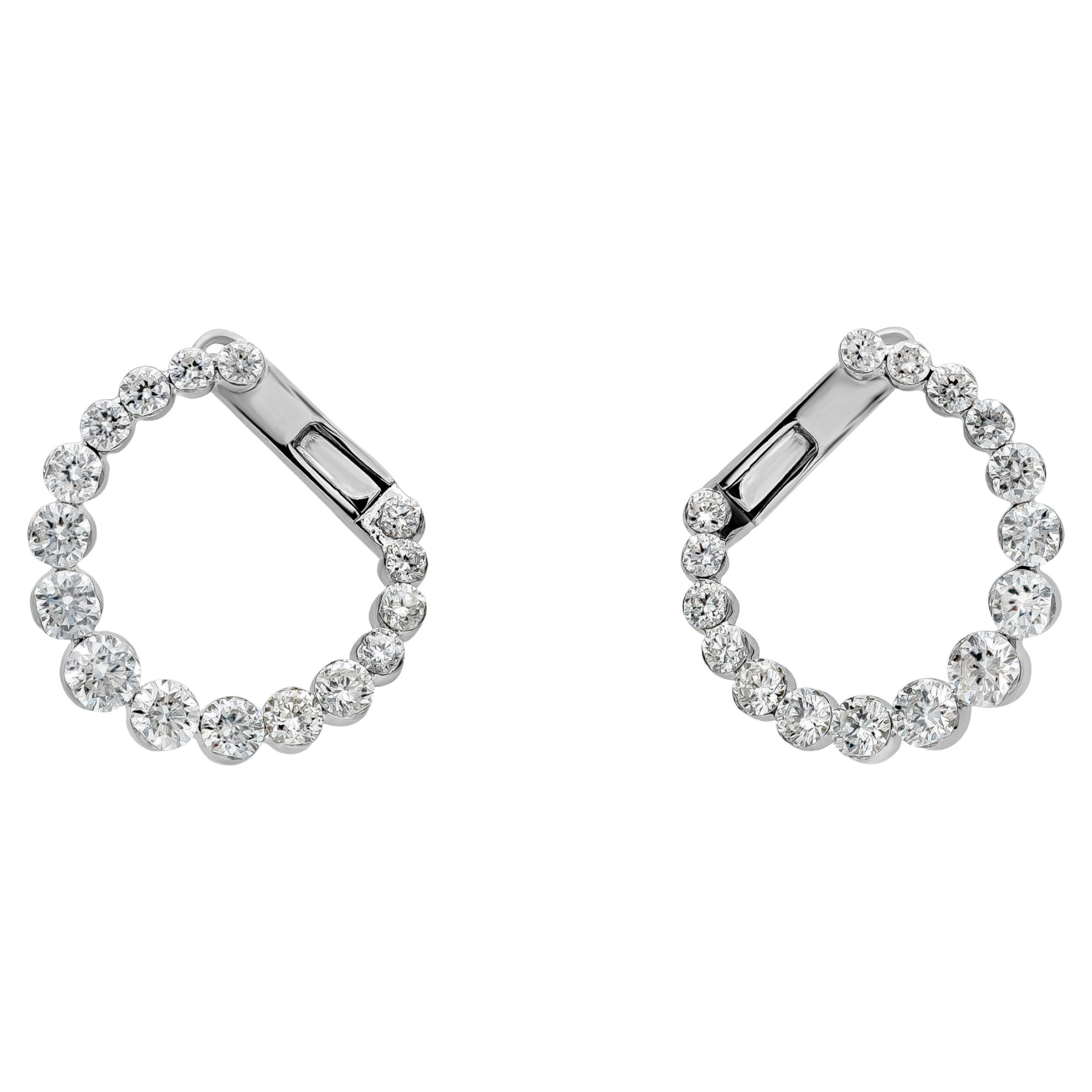 2.68 Carat Total Multi Shaped Diamond Hoop Earrings in White Gold For ...